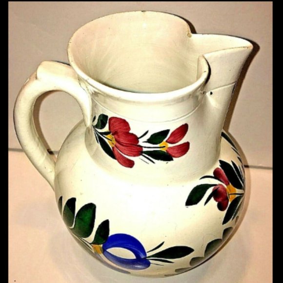 Dining | Pitcher Italy 6 X 6 Marks Flowers Birds Red Green Blue Yellow ...